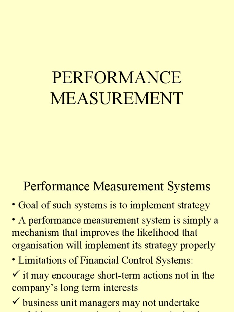 Performance Measurement Systems Overview | PDF | Goal | Innovation