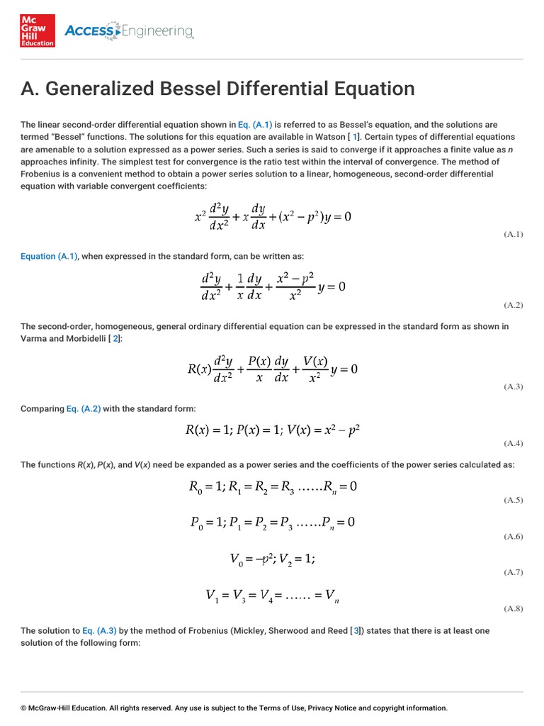 Generalized Bessel Differential Equation Pdf