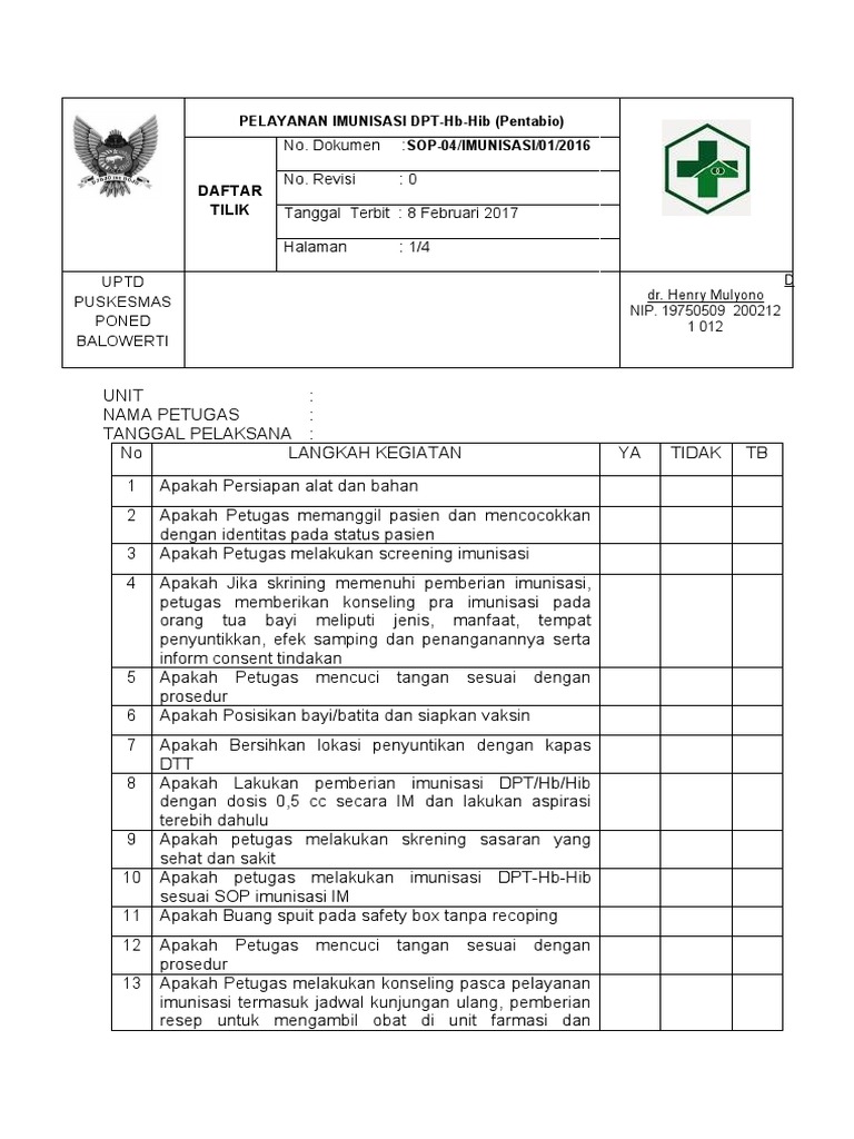 Contoh Ceklist | PDF