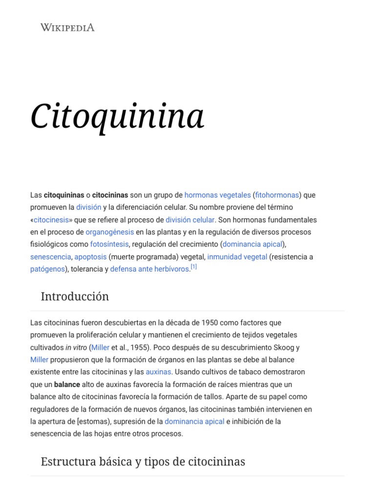 Citoquinina - Wikipedia, La Enciclopedia Libre | PDF | Plantas ...