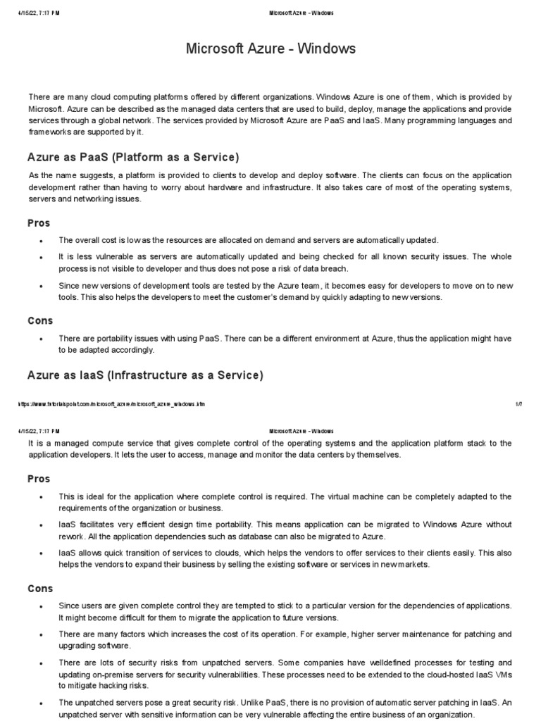 Microsoft Azure - Windows | PDF | Cloud Computing | Microsoft Azure