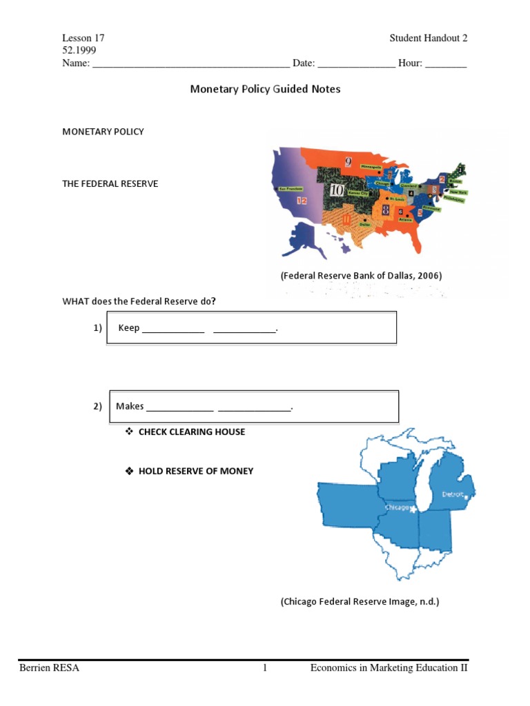 Monetary Policy Guided Notes | PDF