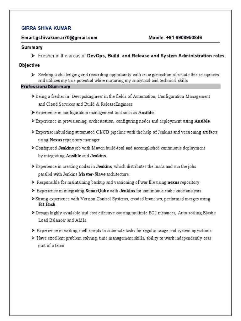 Shiva Devops Resume | PDF | Cloud Computing | Amazon Web Services