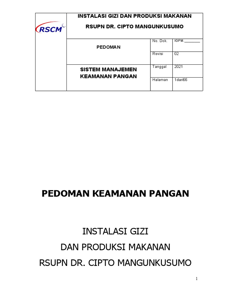 PEDOMAN KEAMANAN PANGAN - IGPM 2021 - Fix | PDF | Sains & Matematika