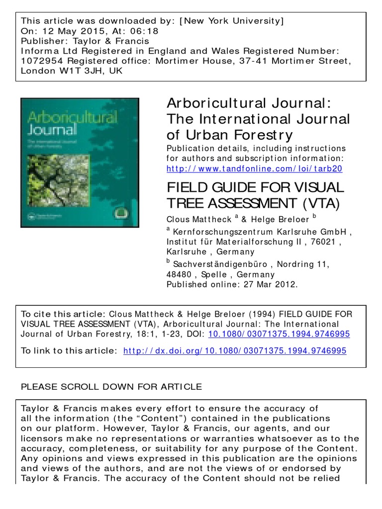 Field Guide For Tree Visual Assessment | PDF