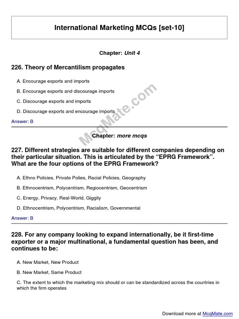 International Marketing Quiz | PDF | Franchising | Mergers And Acquisitions