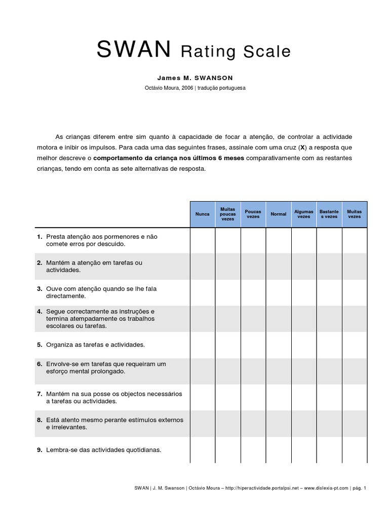 Avaliação da Inatividade e Hiperatividade em Crianças através da Escala ...
