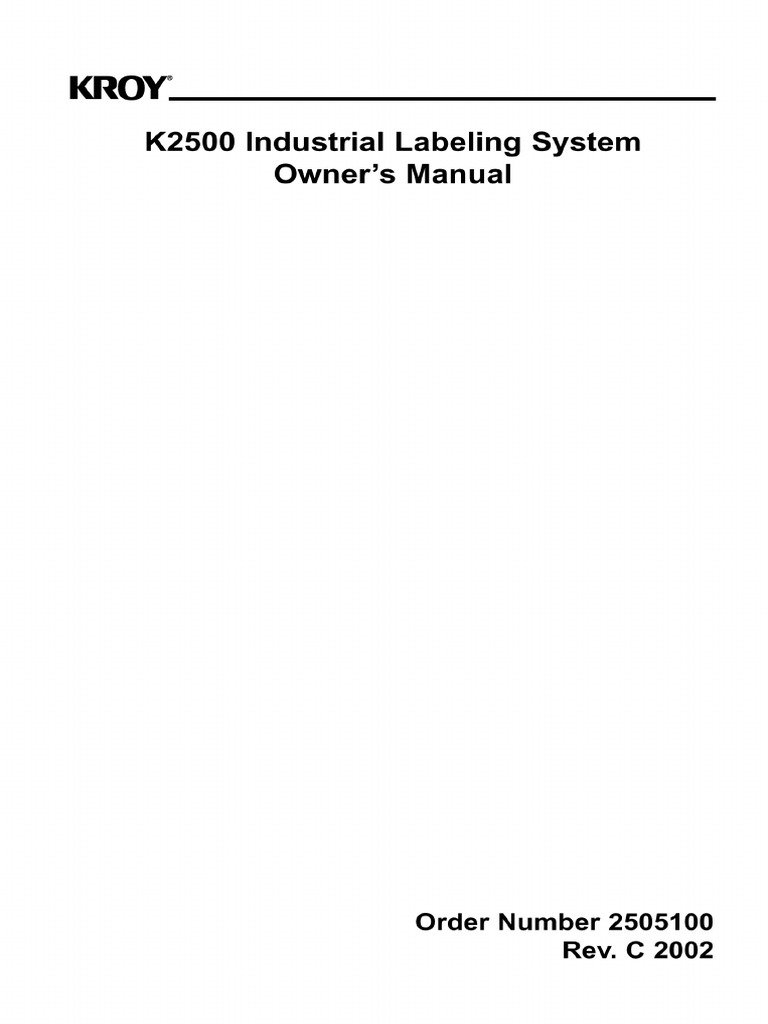 Kroy Labeling System Warranty | PDF | Menu (Computing) | Barcode