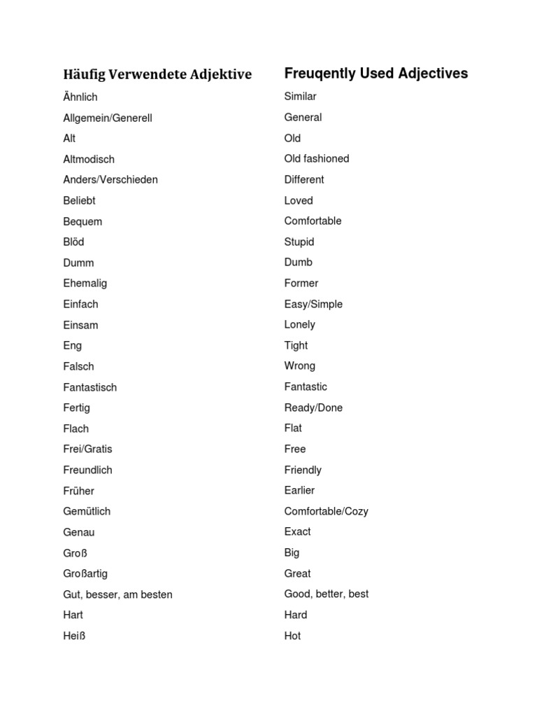 German Vocabulary PDF