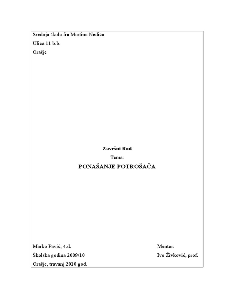 Ponasanje Potrosaca | PDF