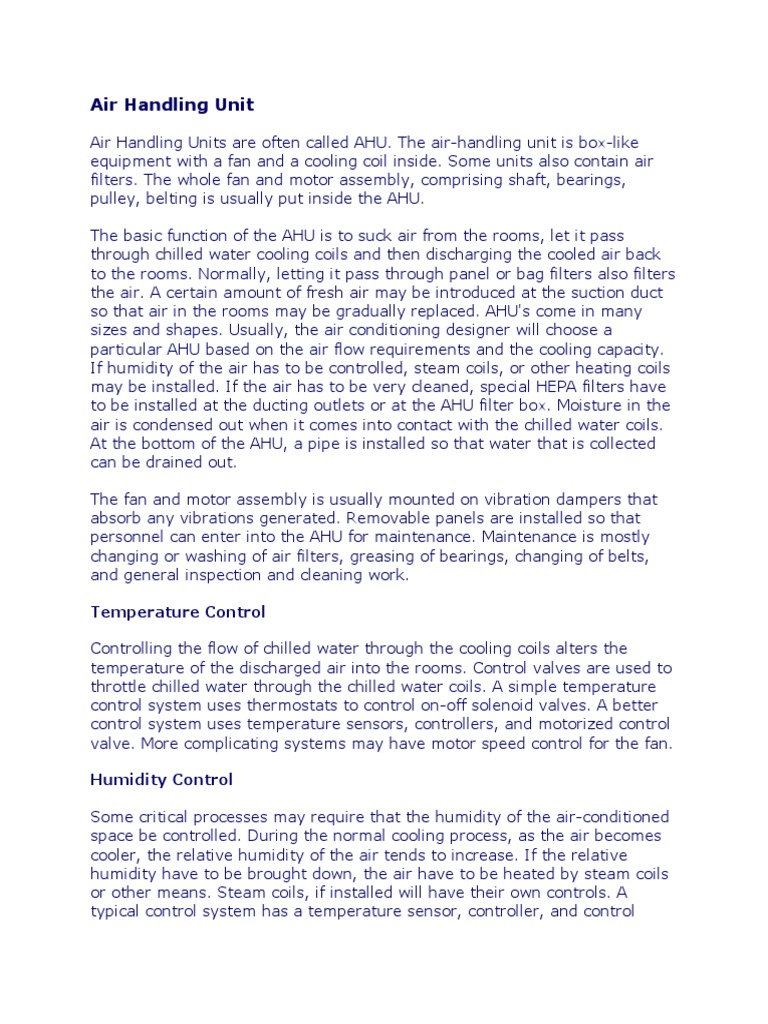 Air Handling Unit | PDF | Humidity | Chemical Engineering