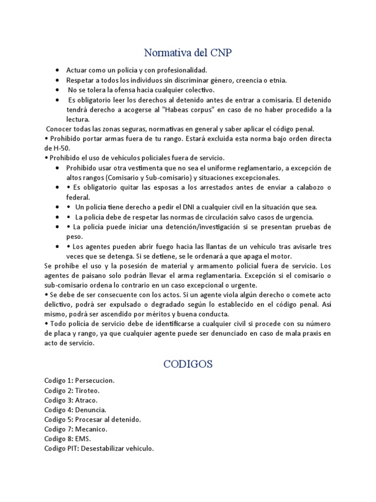 Normativa y Códigos del CNP | PDF | Ciencias sociales