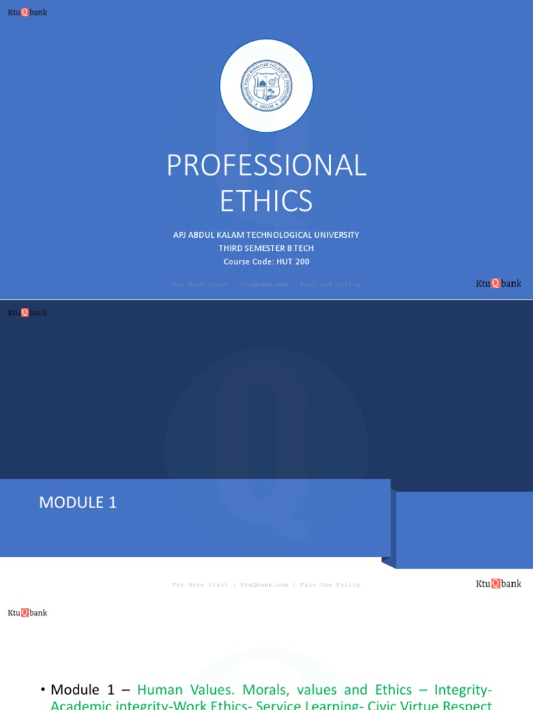Module 1 - KQB KtuQbank | PDF | Morality | Value (Ethics)