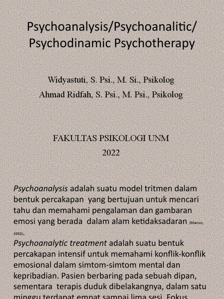 PIP 5 Psychodinamic Psychotherapy | PDF