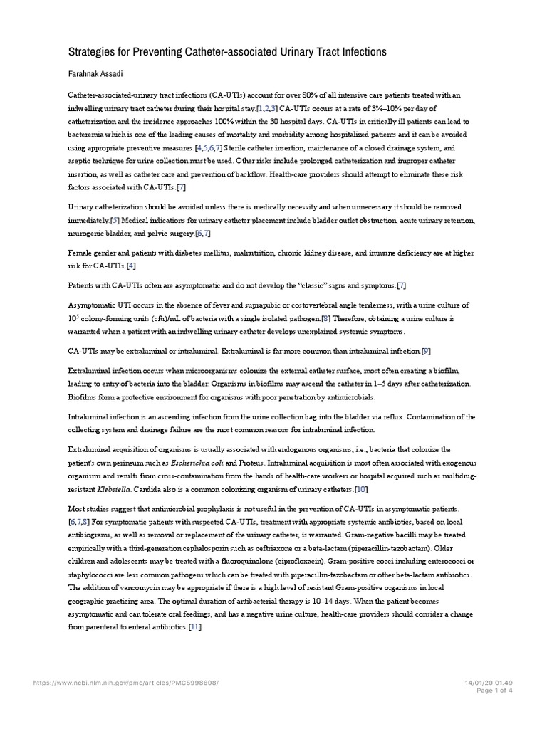 Strategies For Preventing Catheter-Associated Urinary Tract Infections ...
