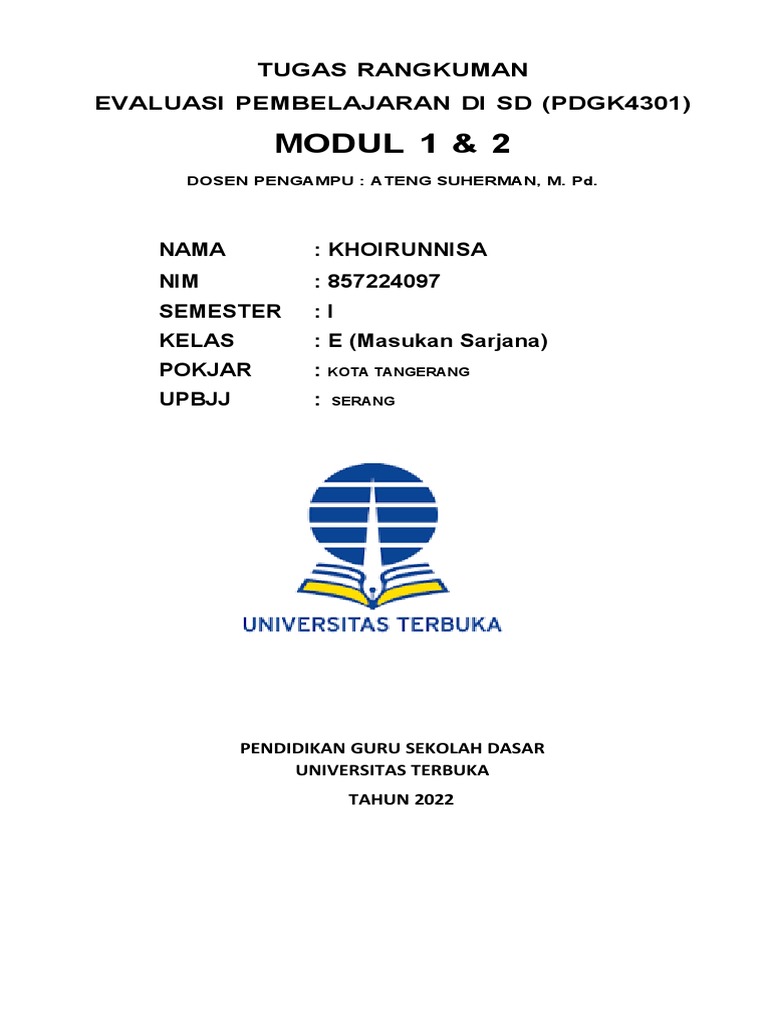 Resume Evaluasi Pemebelajaran SD Modul1-2 Khoirunnisa | PDF