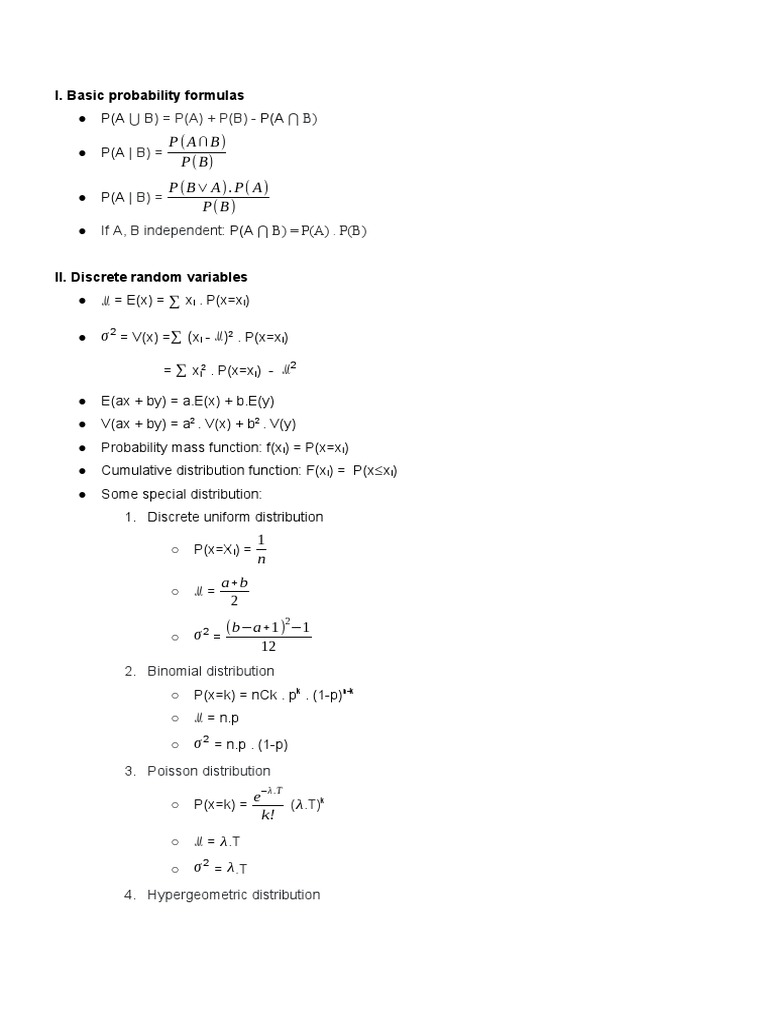 Summary MAS291 | PDF | Probability Distribution | Teaching Mathematics