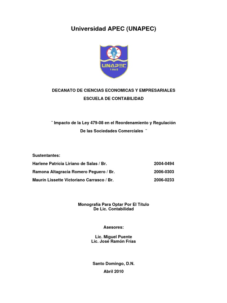 Impacto de la Ley 479-08 en Sociedades Comerciales | PDF | Sociedad de ...