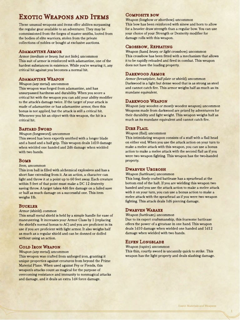 Exotic Weapons and Items: Composite Bow | PDF | Sword | Tools