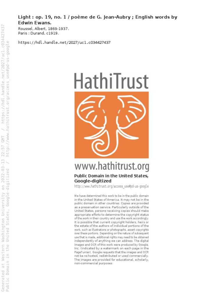 Roussel, Albert - Light, Op. 19 | PDF