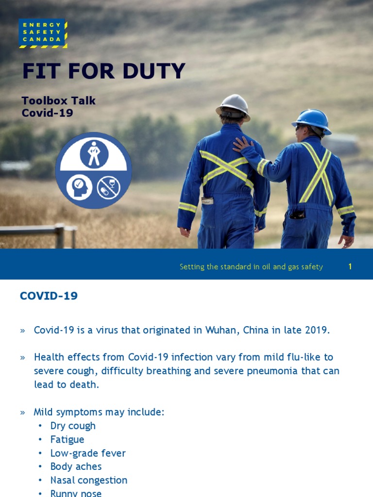 Fit For Duty: Toolbox Talk Covid-19 | PDF | Personal Protective ...