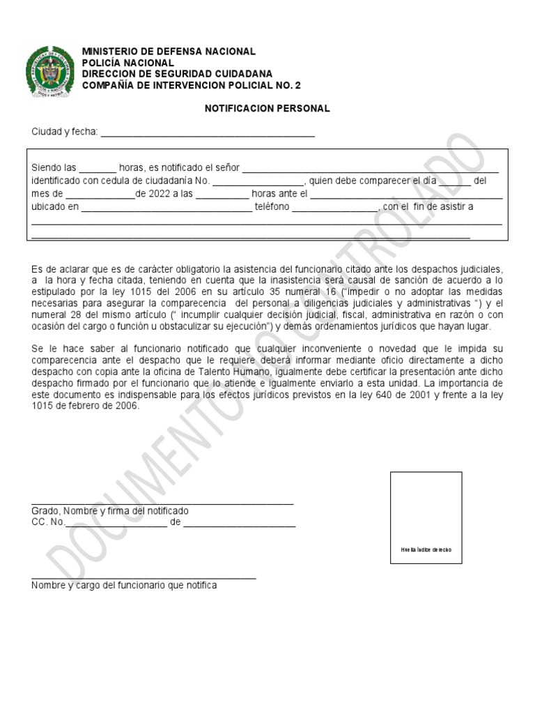 Nuevo Formato Notificaciones Judiciales Personal 2022 | PDF