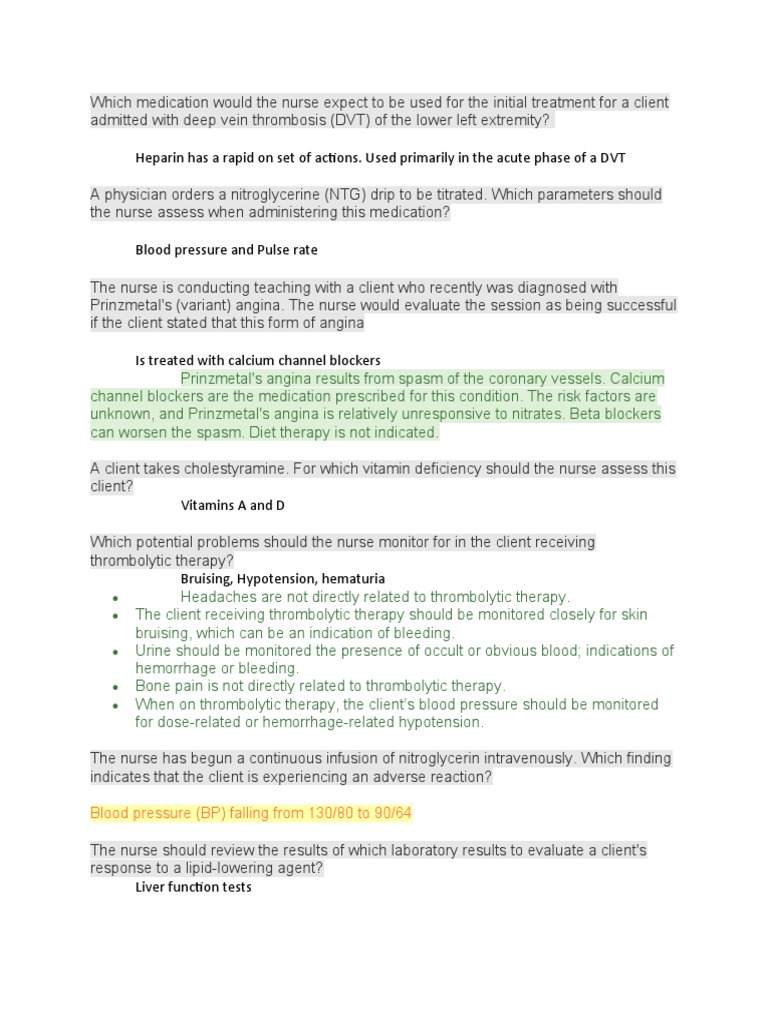 NCLEX Practice Questions | PDF | Myocardial Infarction | Thrombosis