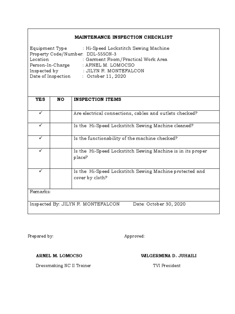 D.Form 4 Equipment Maintenance Inspection Checklist 2 | PDF