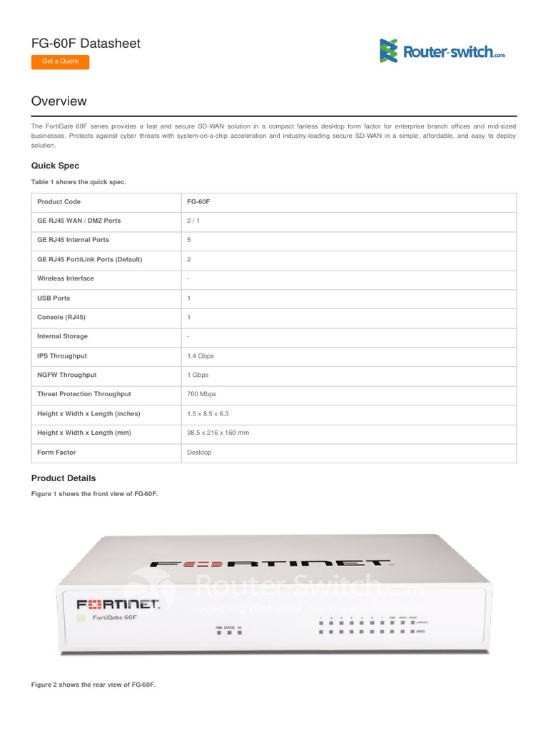 FG-60F Datasheet: Quick Spec | PDF | Firewall (Computing) | Transport ...