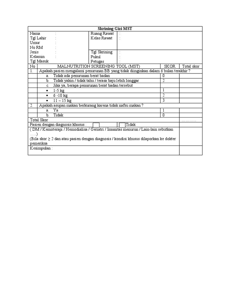 Form Skrining MST & Ibu Hamil Revisi | PDF