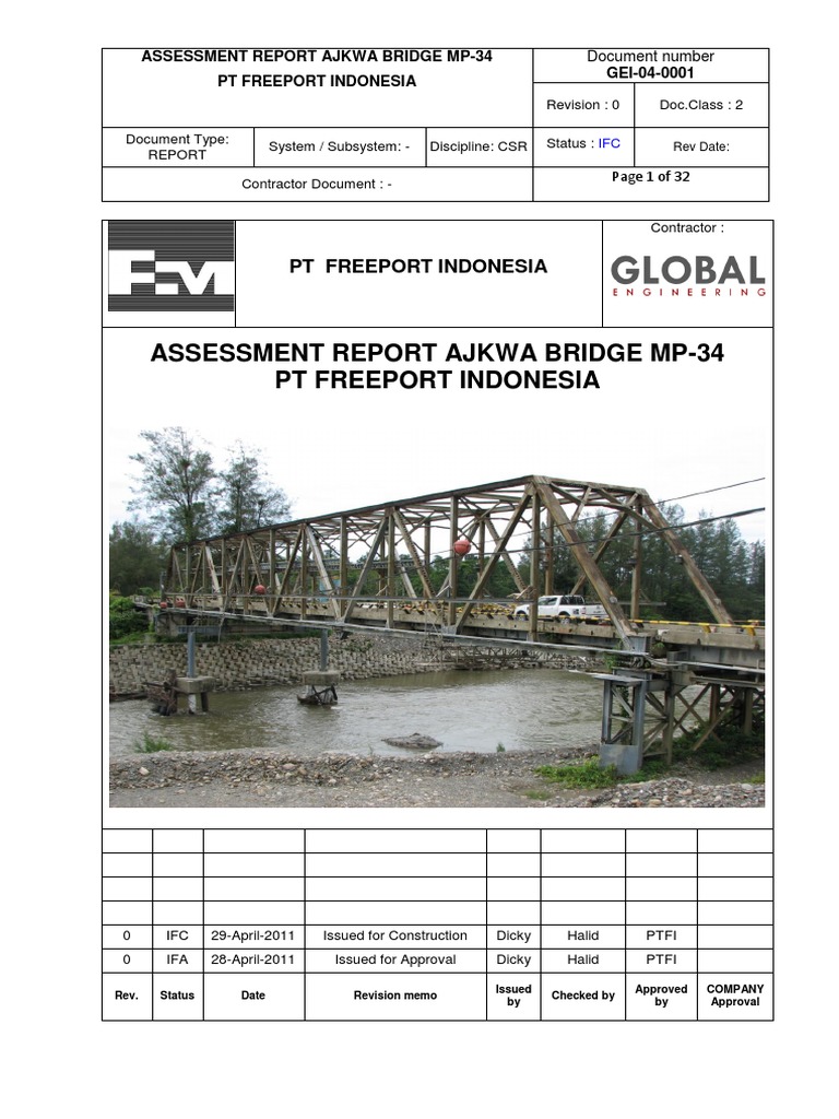 AJKWA Bridge MP-34 Assessment Report | PDF | Truss | Components