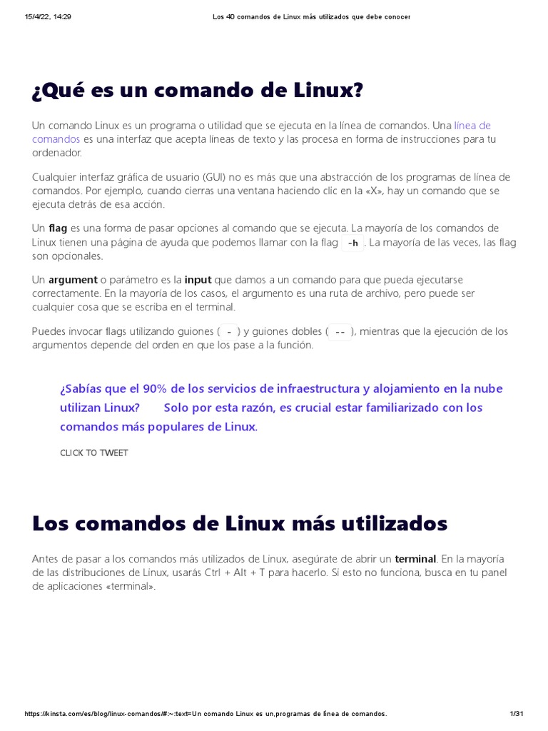 Los 40 Comandos de Linux Más Utilizados Que Debe Conocer | PDF ...