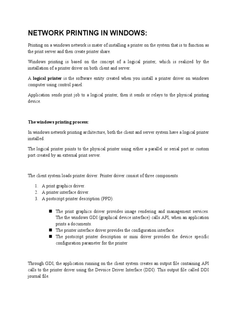 Network Printing in Windows | PDF | Computer Network | Printer (Computing)
