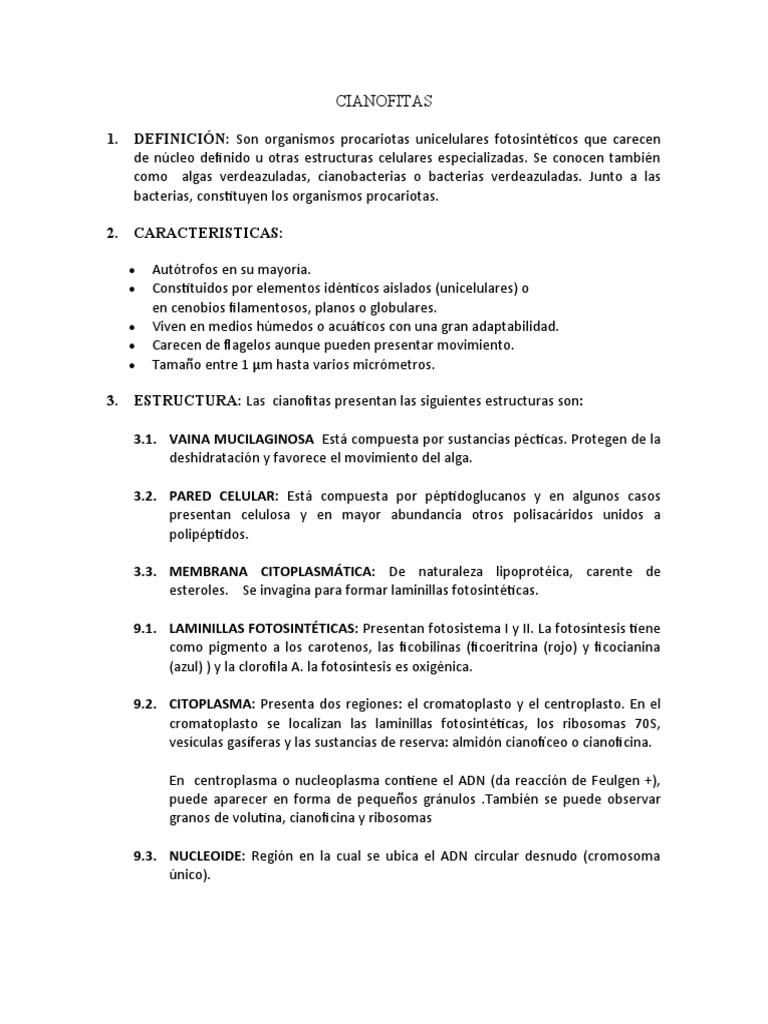 Cianofitas 1 | PDF | Cianobacterias | Fotosíntesis