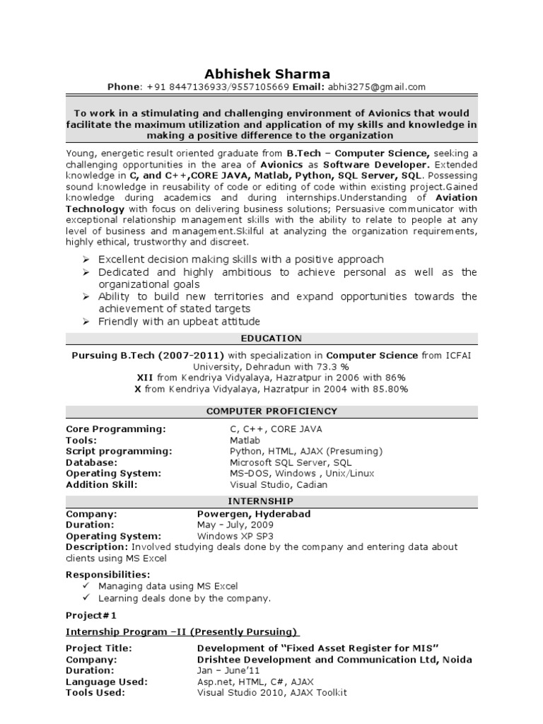 Resume Abhishek Sharma | PDF | Operating System | Microsoft Sql Server