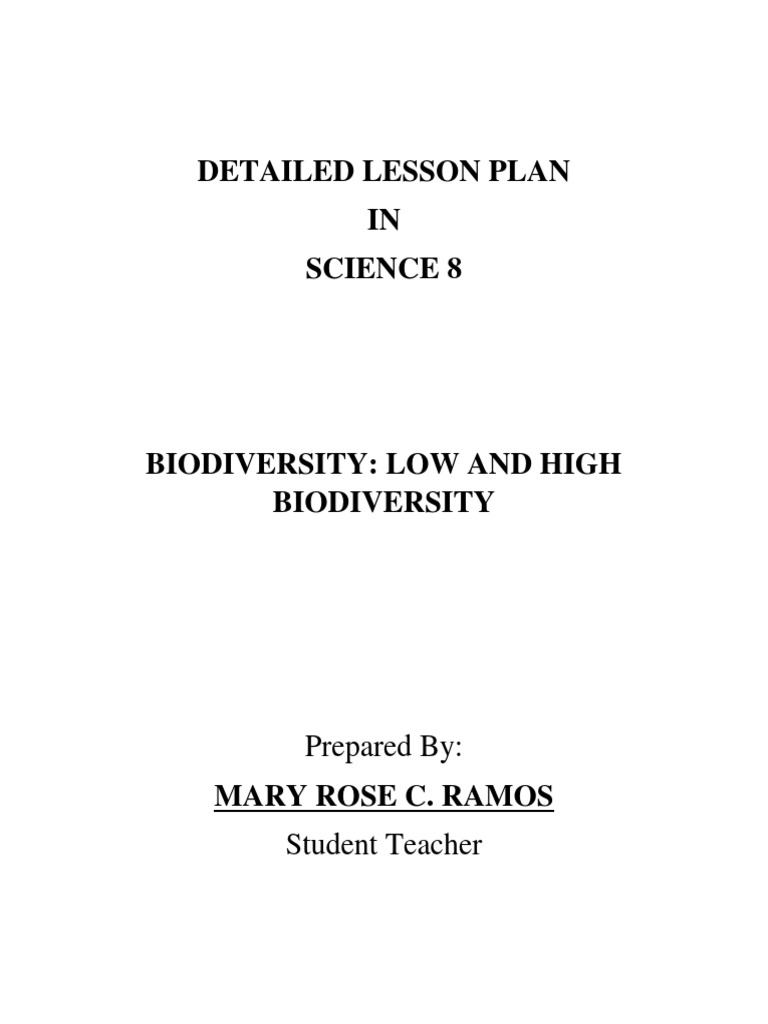 DETAILED LESSON PLAN Lowhighbiodiversity | PDF | Ecosystem | Grassland