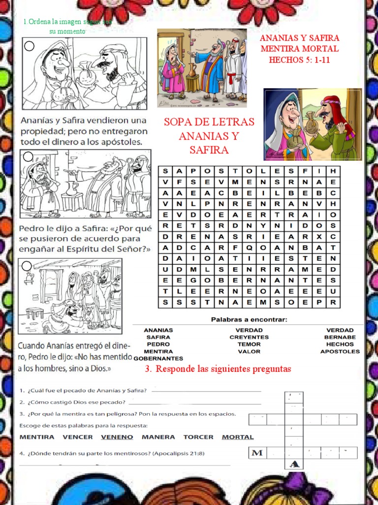 Actividades para Niños: Ananías y Safira | PDF