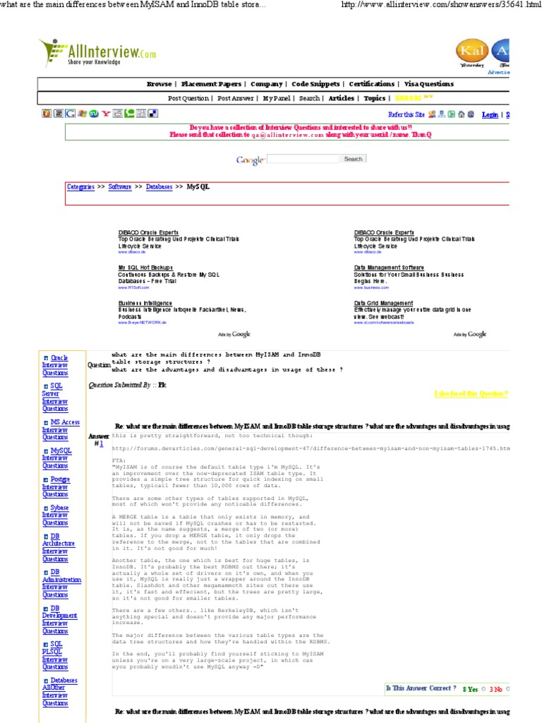 Myisam Vs Innodb Download Free Pdf Oracle Database Database