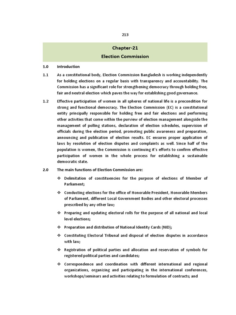 Chapter-21 Election Commission | Download Free PDF | Elections | Democracy