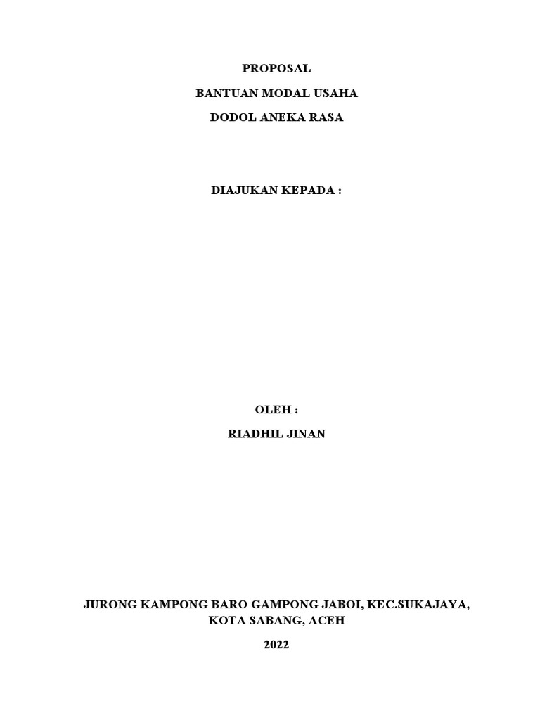 Proposal Bantuan Modal Usaha | PDF