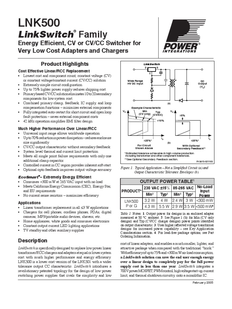 LNK 500 | PDF | Power Supply | Rectifier