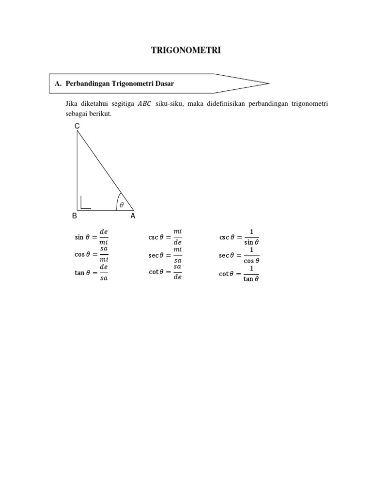 Rasio Trigonometri Segitiga Siku-Siku | PDF