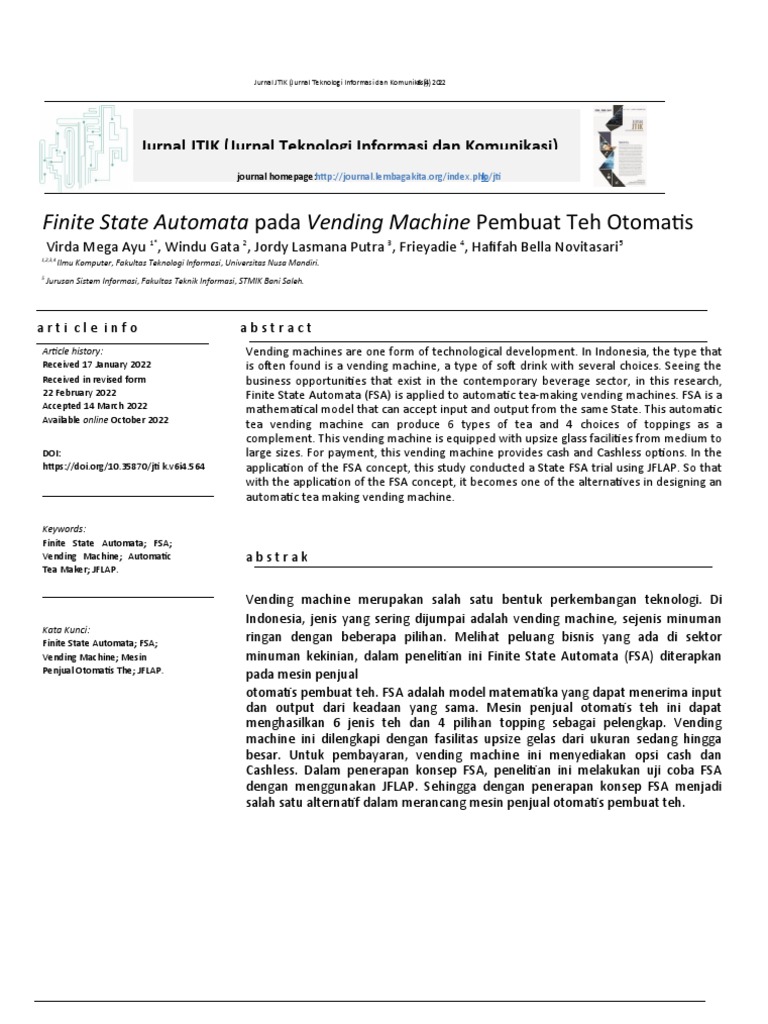 Penerapan Finite State Automata Pada Vending Machine Pembuat Teh Dan ...