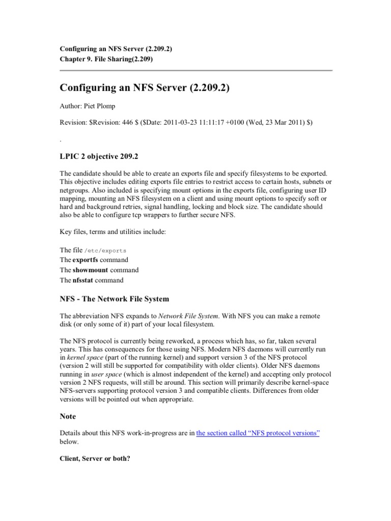 Configuring An NFS Server | PDF | File System | Transmission Control ...
