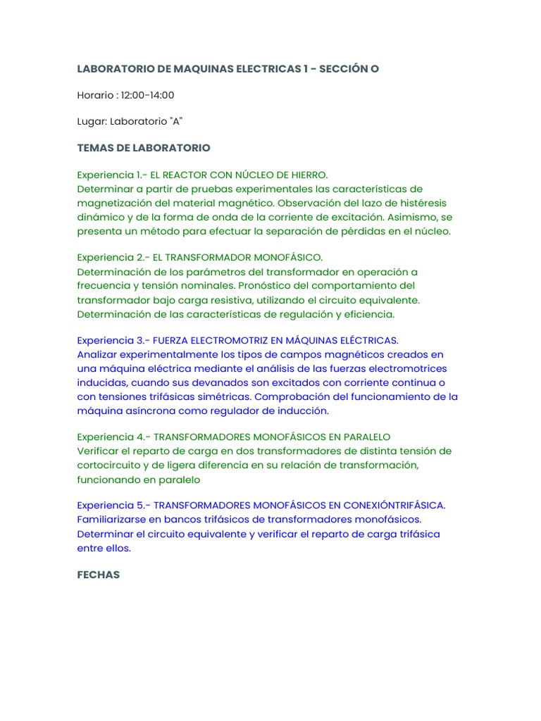Guía de Laboratorio de Máquinas Eléctricas EE-241 | PDF | Transformador | Inductor
