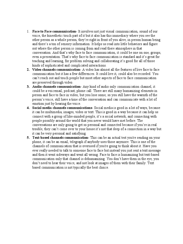 Face To Face Communication | PDF | Communication | Conversation