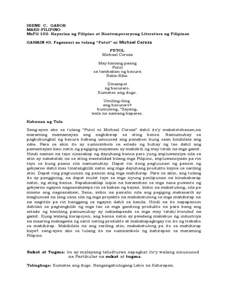 GABOR, IRENE-MAFIL 102 - Gawain-3-Putol-ni-Michael-Coroza | PDF