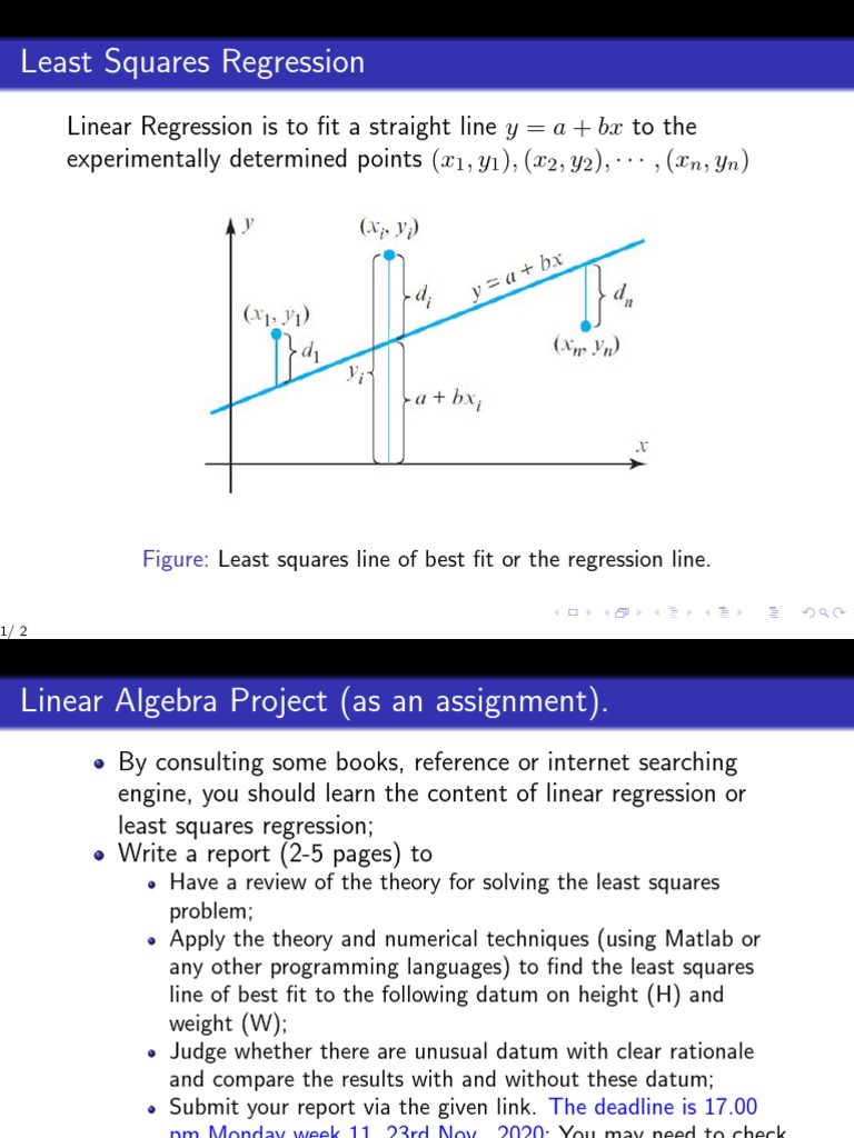 Determining the Line of Best Fit Using Least Squares Regression Applied to Height and Weight ...