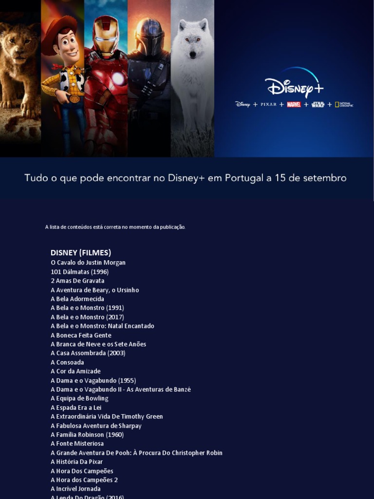Lista de Filmes e Séries Da Disney Plus | PDF | Star Wars