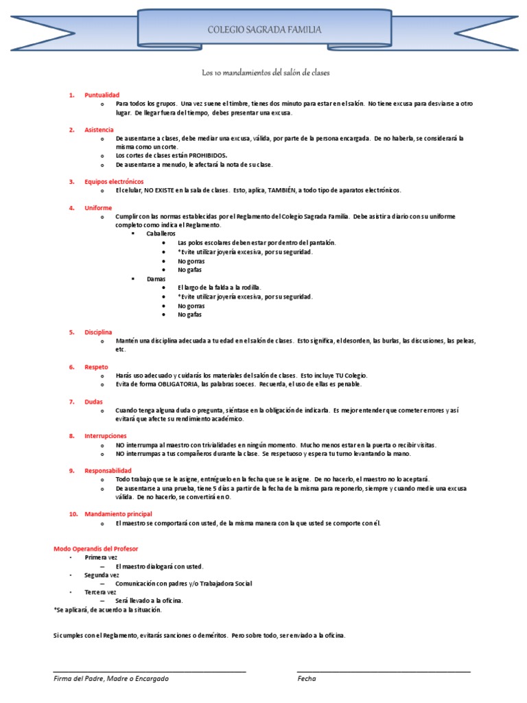 Los 10 Mandamientos de La Sala de Clases | PDF